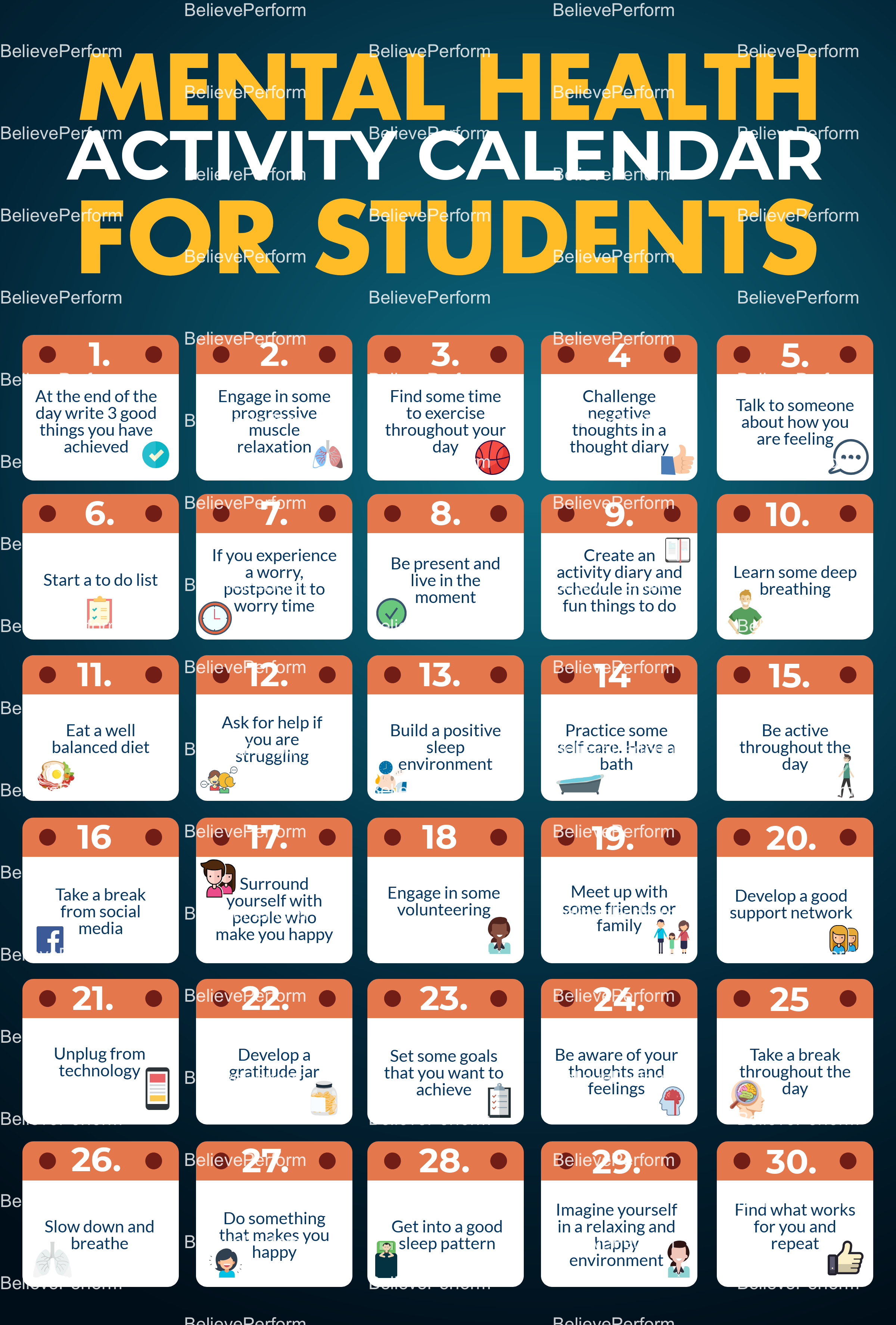 Mental Health Activity Calendar For Students The UK s Leading Sports 