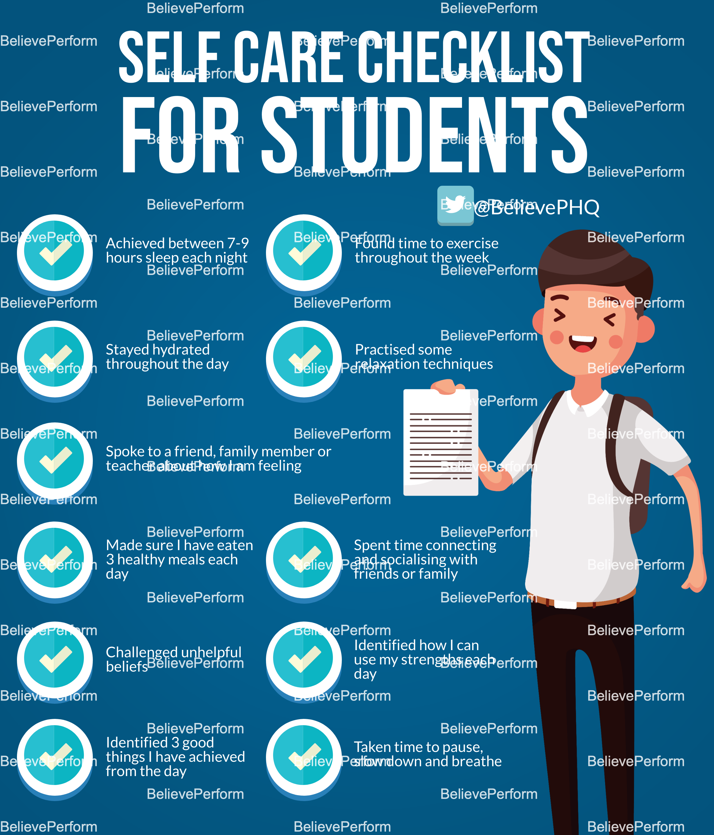Self Care Checklist For Students BelievePerform The UK s Leading Self Care Checklist For Students BelievePerform The UK s Leading