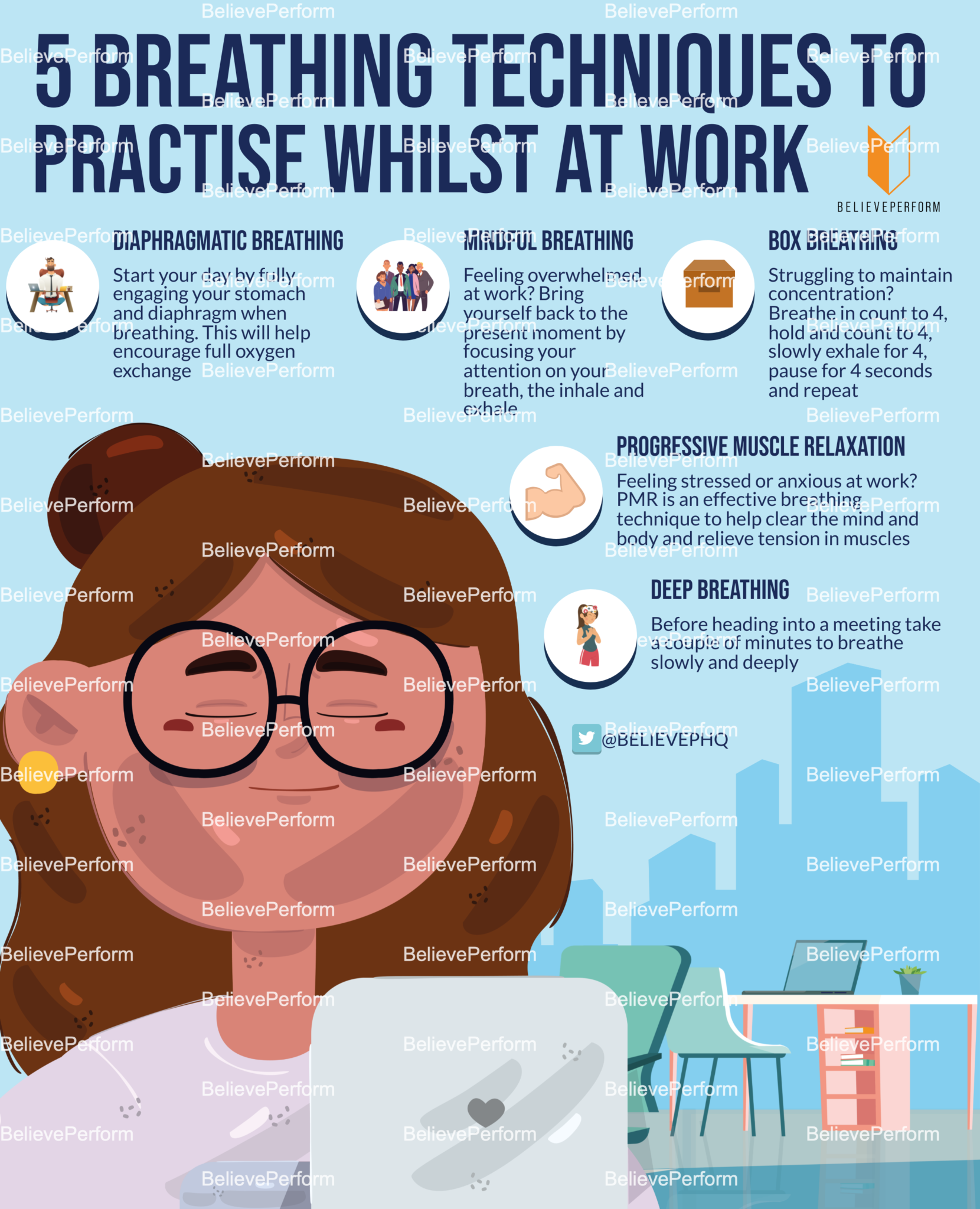 5 breathing techniques to practise whilst at work - BelievePerform ...